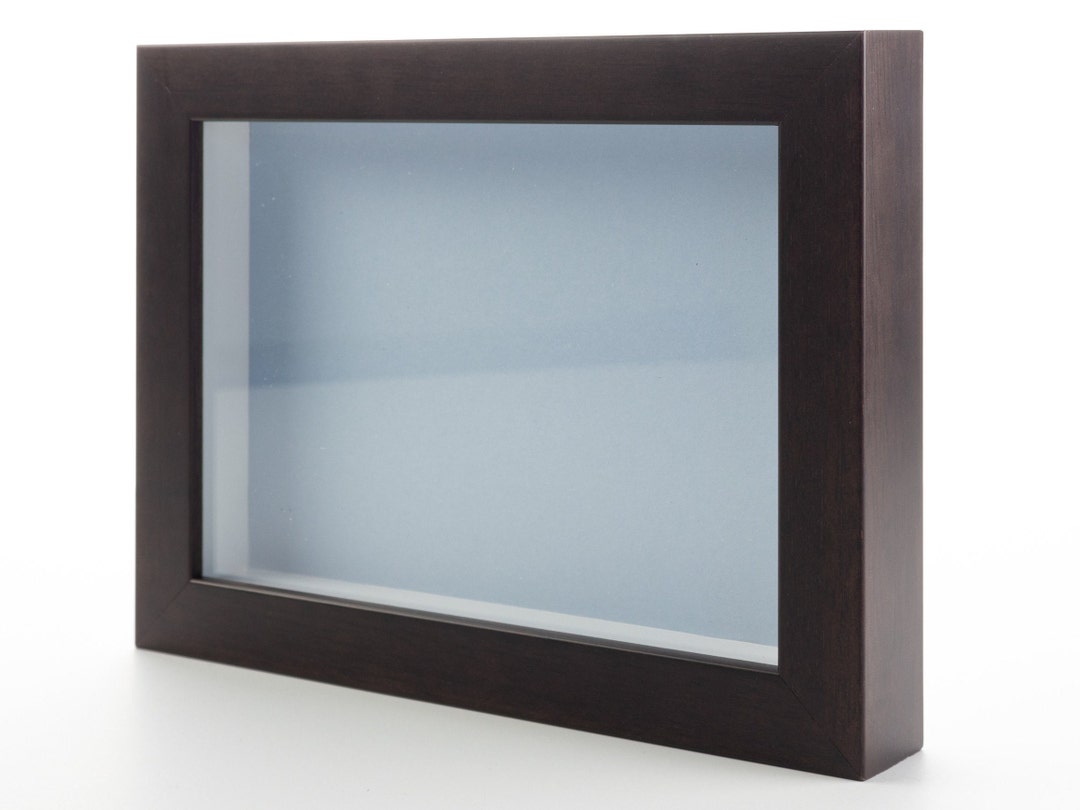Brown Shadowbox Gallery Wood Frame With Blue Backing, Various Sizes ...