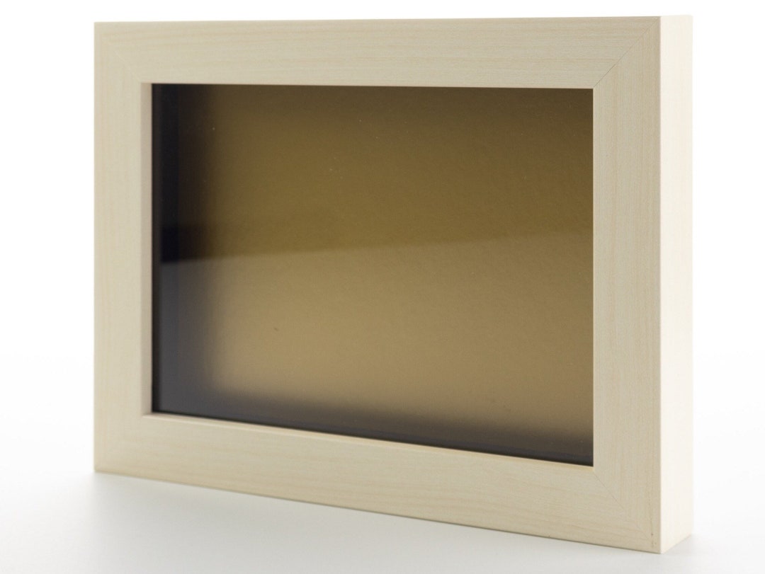 White Wash Shadowbox Gallery Wood Frame With Gold Backing, Various ...