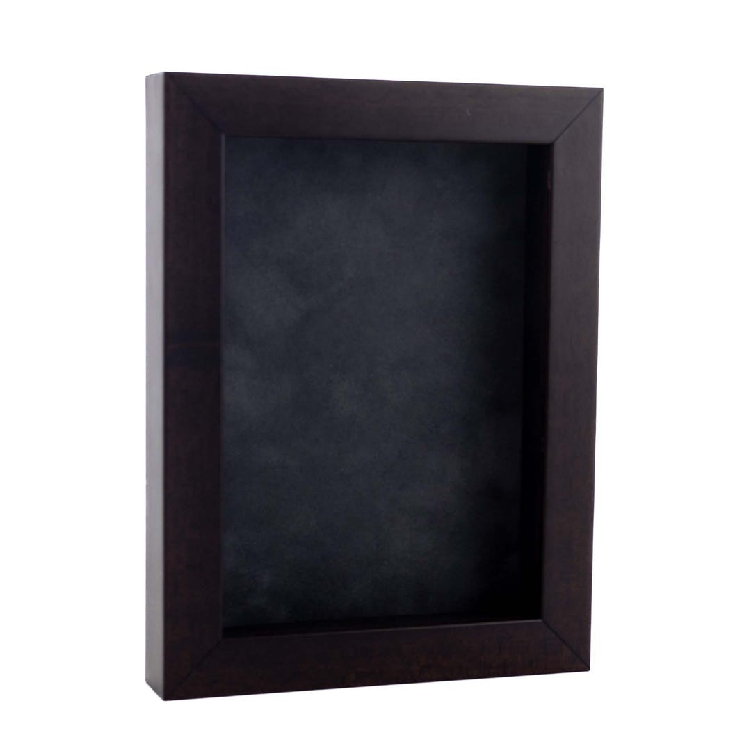 Rich Dark Brown Wood Shadow Box Frame, UV Acrylic Front - Dark Grey ...