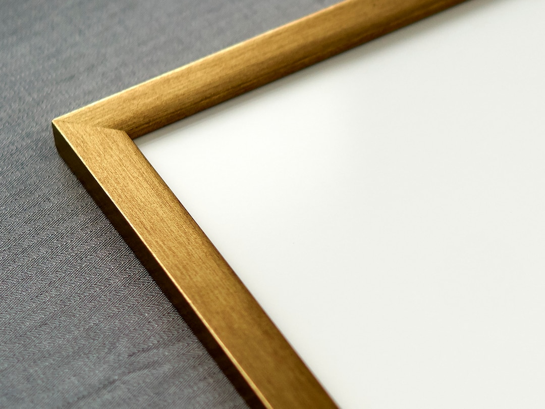Gold Picture Frame / Polished Bronze Solid Wood | UV Acrylic Glass and ...