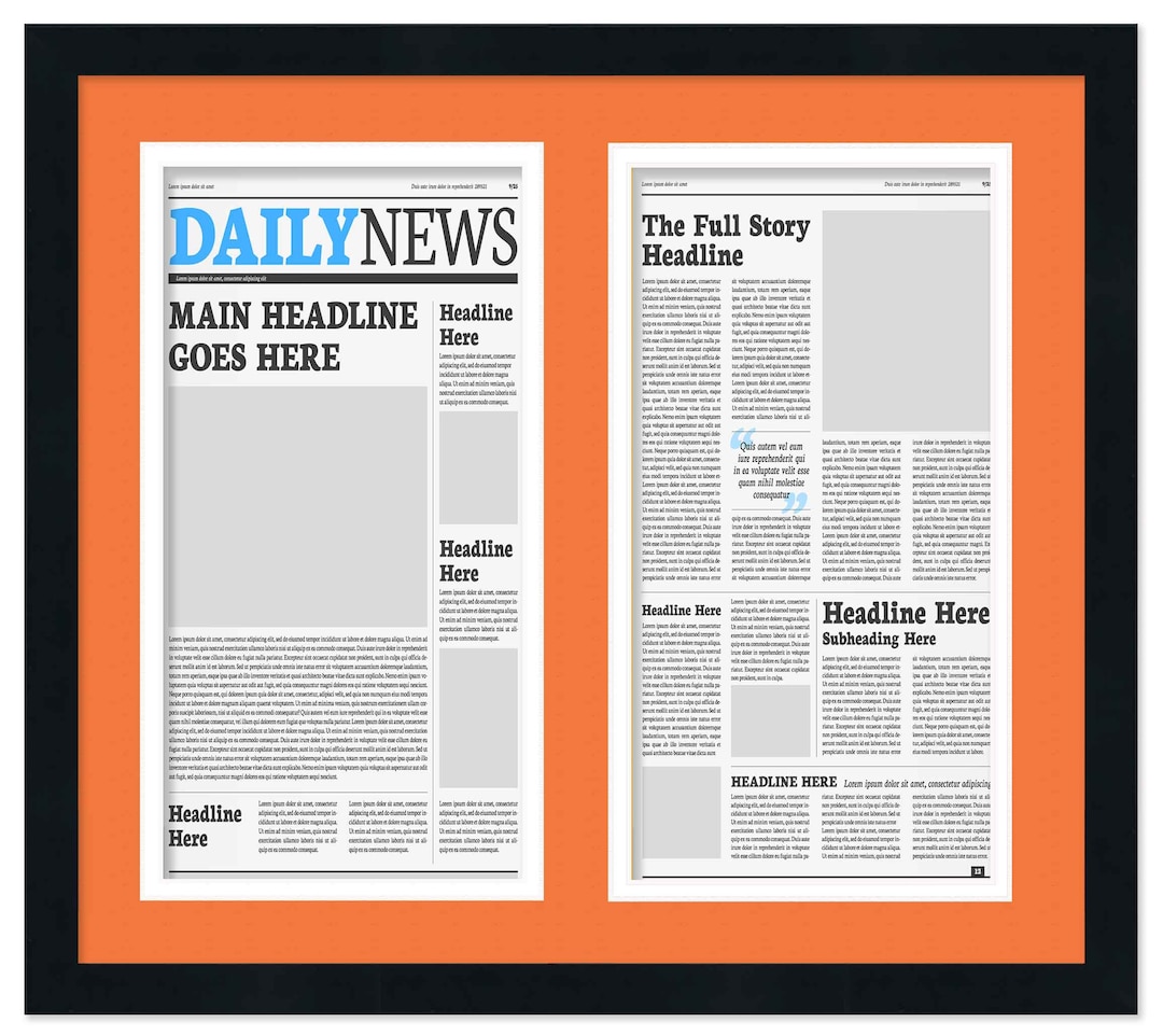 11x22 Matted Newspaper Frame for 2 Newspapers With Double Mat | UV ...