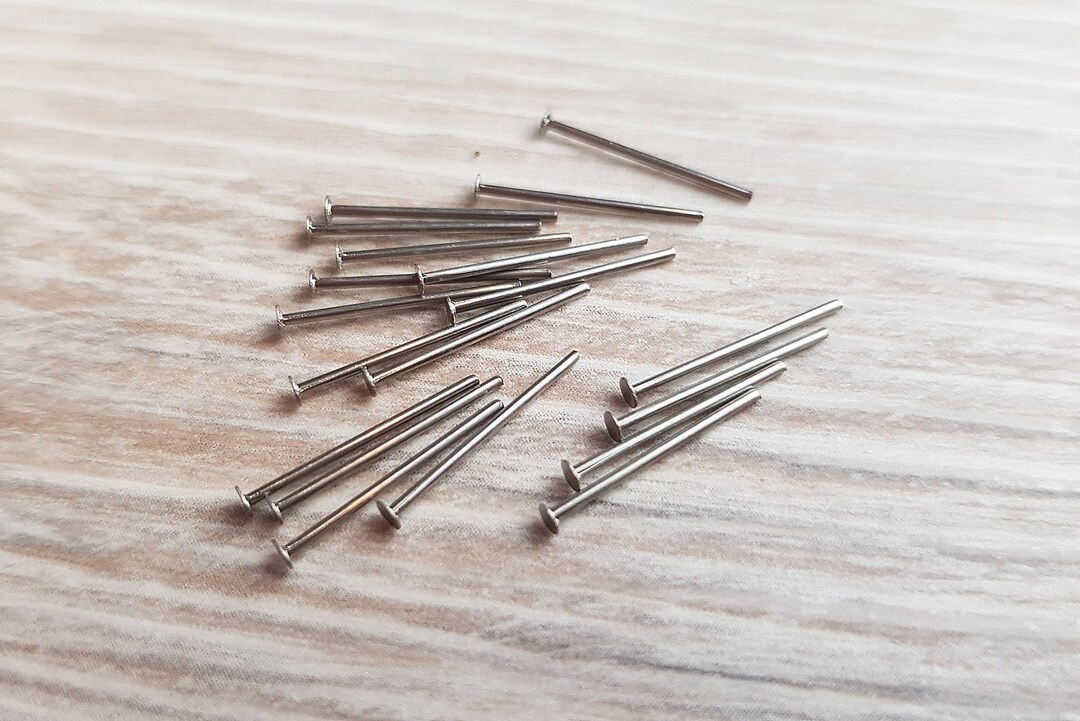 20pcs Rivet Pins Stainless Steel Head Pins 1.4 Cm Headpins Flat Head ...