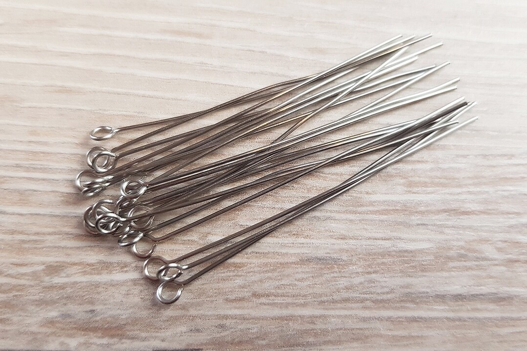 20pcs Eye Pins Stainless Steel Eyelet Pins 5 Cm Eyelet Headpins Rivet ...
