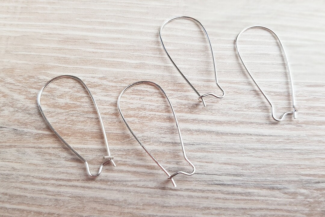 20pcs Kidney Ear Hook Kidney Hook Large 33mm Silver Brisure Earrings - Etsy