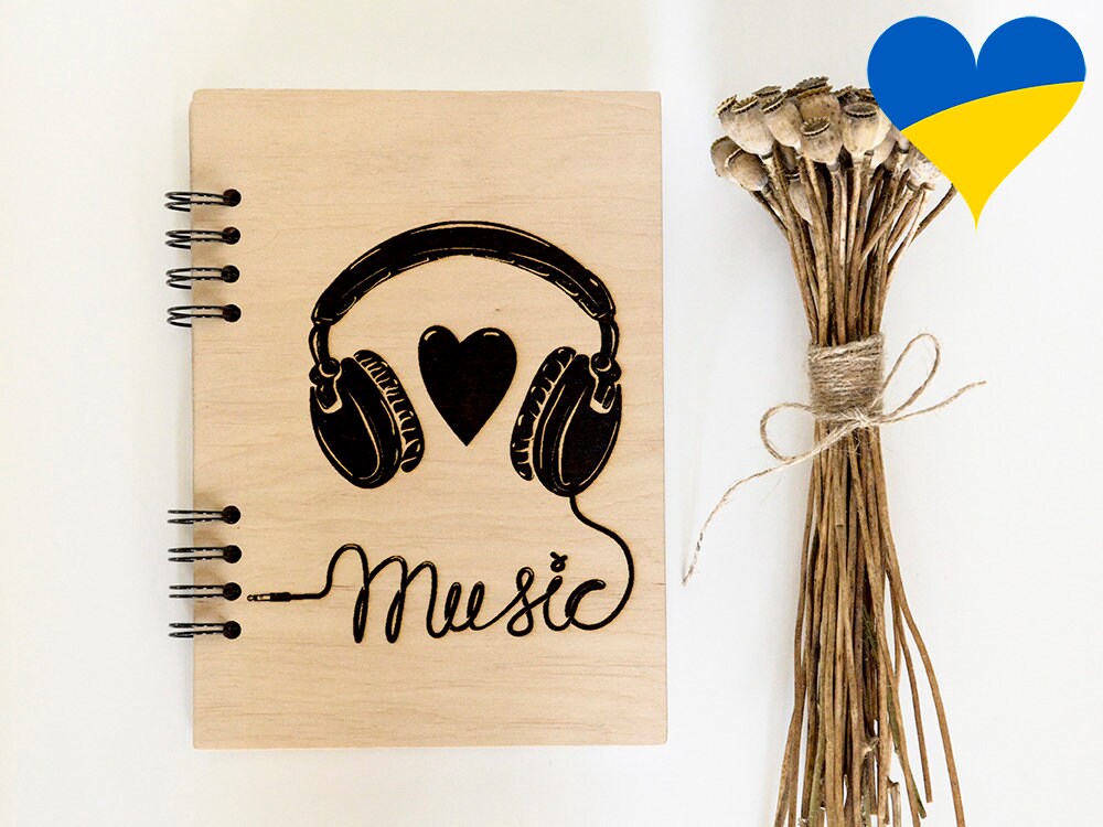 Music Notebook Wooden Notebook Wood Journal Travel Journal - Etsy