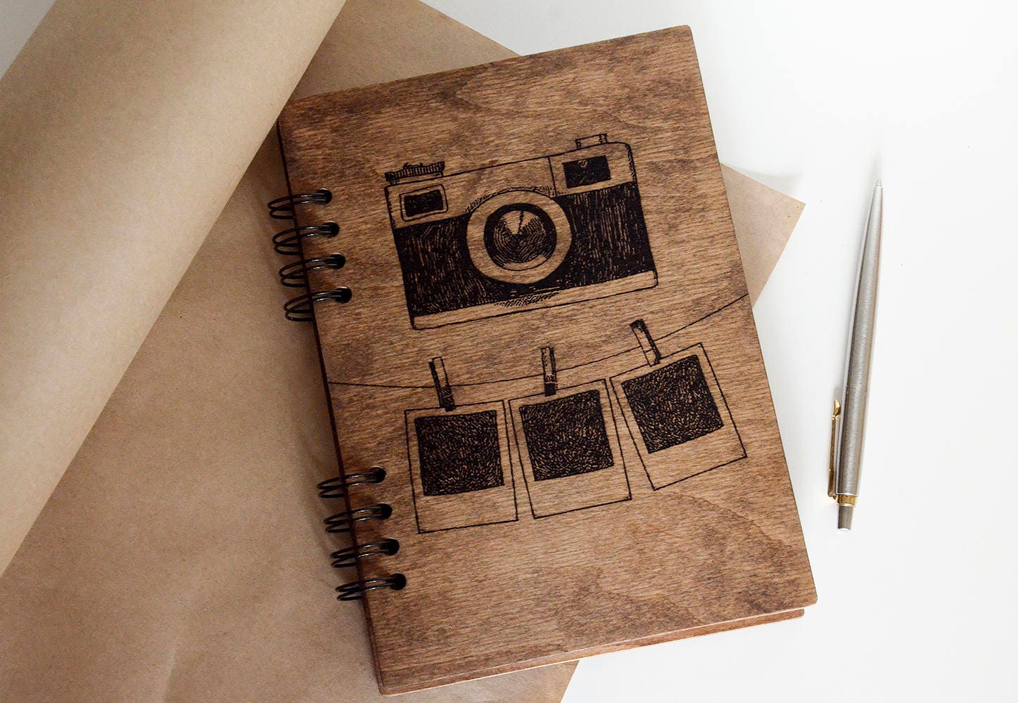 Camera Notebook Wooden Notebook Wood Journal Travel Journal - Etsy