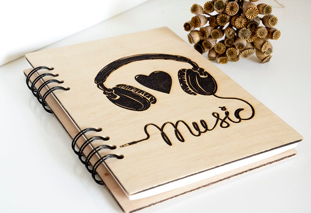 Music Notebook Wooden Notebook Wood Journal Travel Journal - Etsy