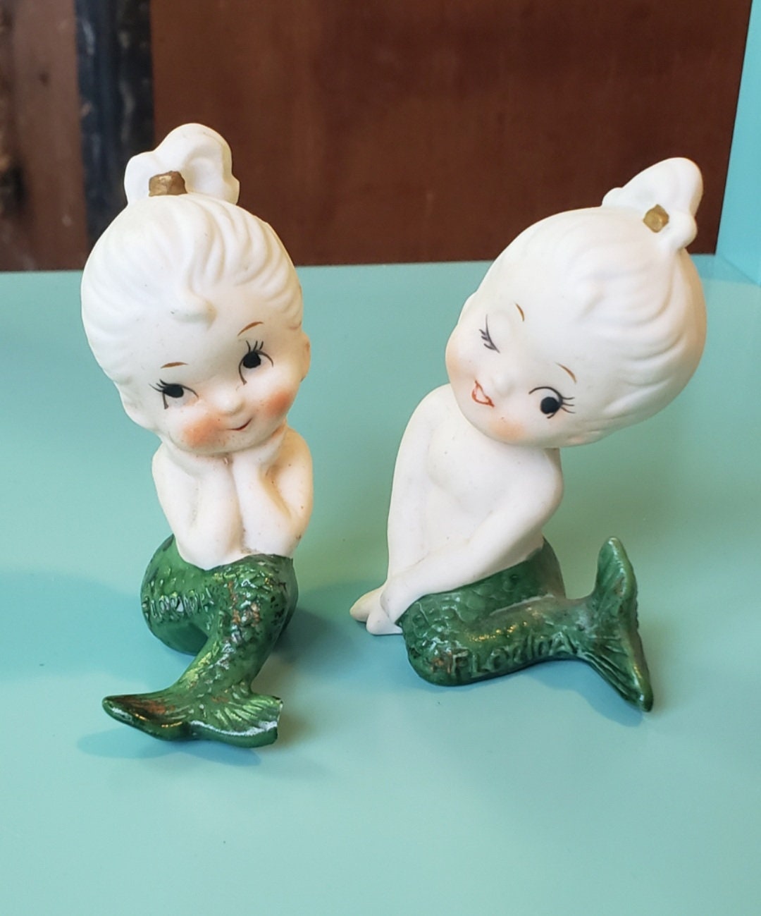 Sweet and Rare Vintage Kenmar Salt and Pepper Baby Mermaid Figurine - Etsy