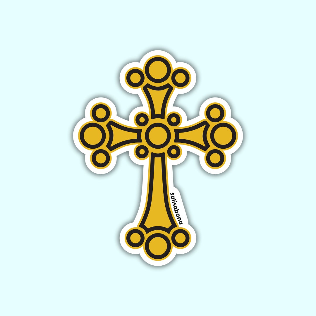 Chaldean Catholic Cross Sticker Assyrian Cross Laptop Decal Golden ...