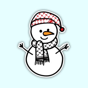 Arab Snowman Christmas Sticker Palestine Keffiyeh Snowman Laptop ...