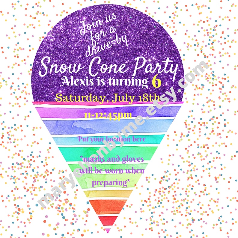 Snow Cone Party Invitation (PNG) - Etsy