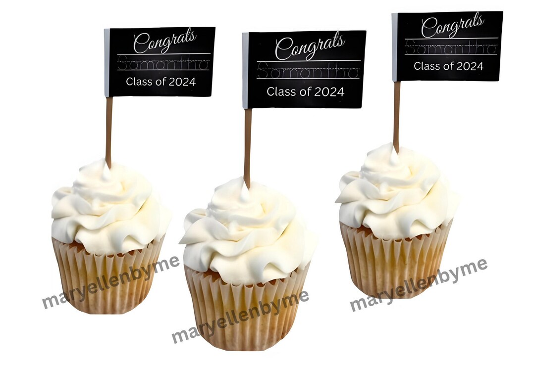 Chalkboard Flag Designed Cupcake/cake Toppers (black or Green) - Set of ...