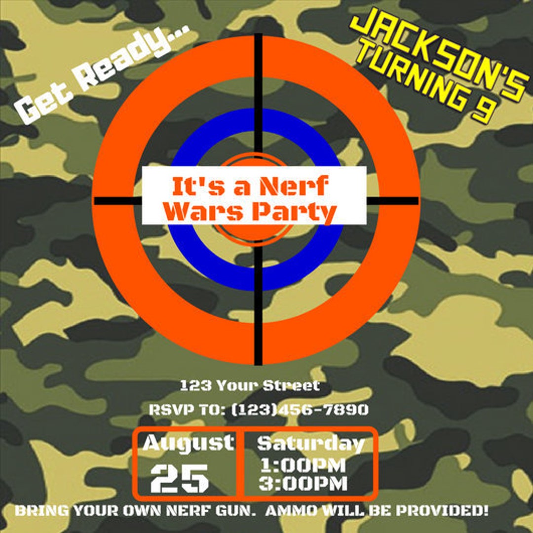 Nerf Wars Themed Party Invitation - Etsy