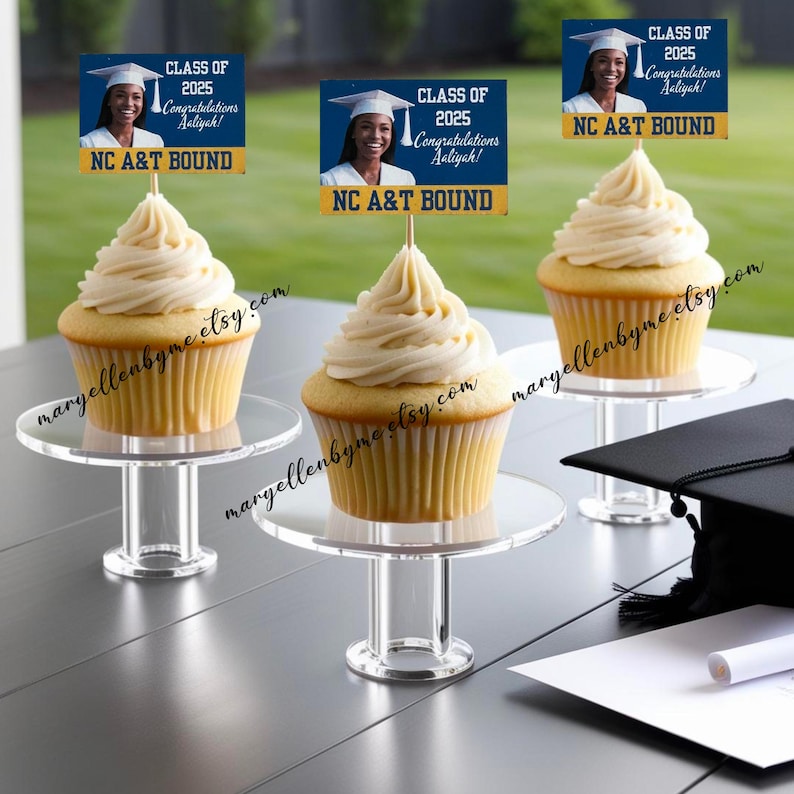 Customized Picture Flag Cupcake Topper - Set of 12 (assembled) - Etsy
