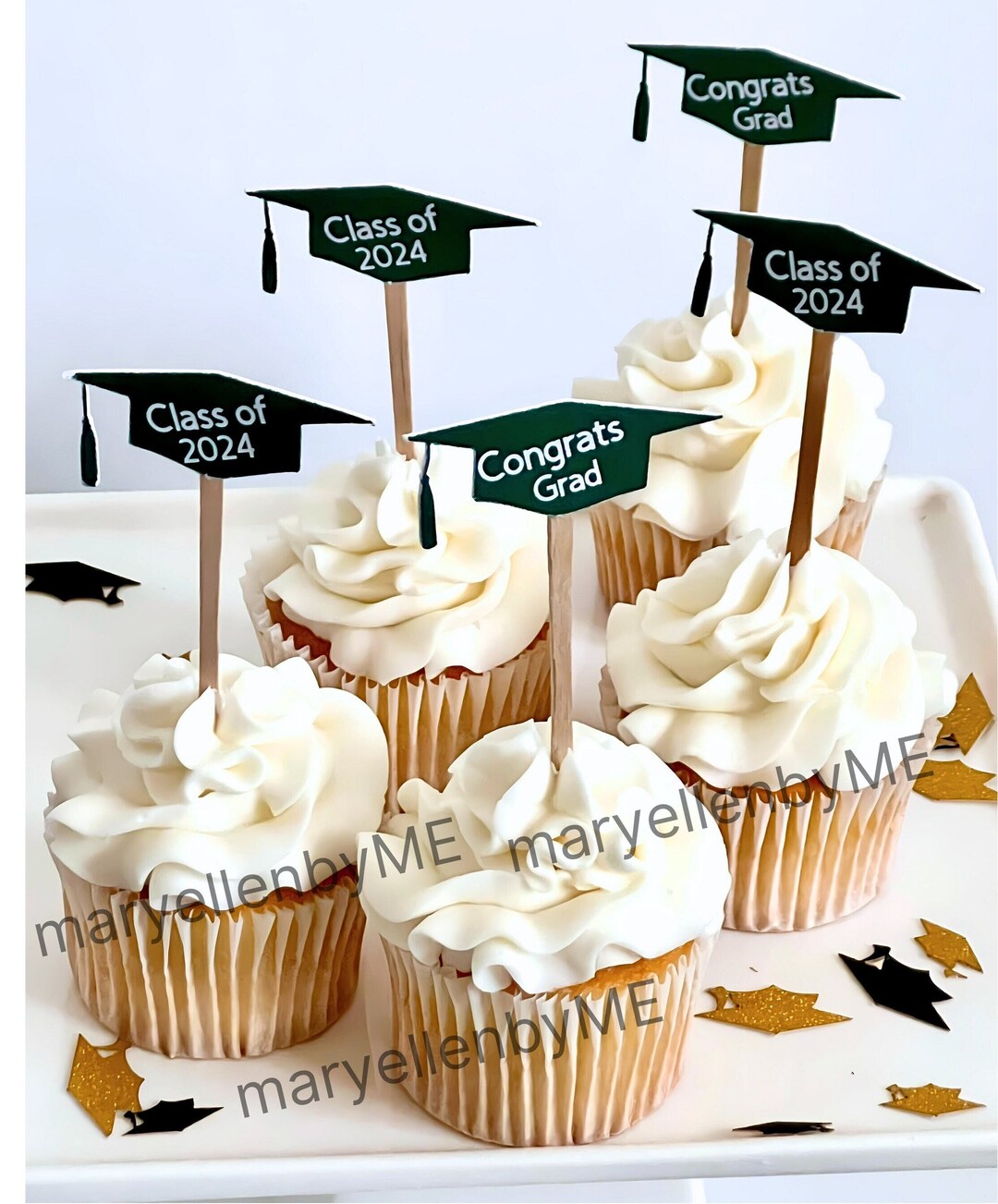 Customized Grad Cap Cupcake/cake Toppers - Set of 12 (assembled) - Etsy