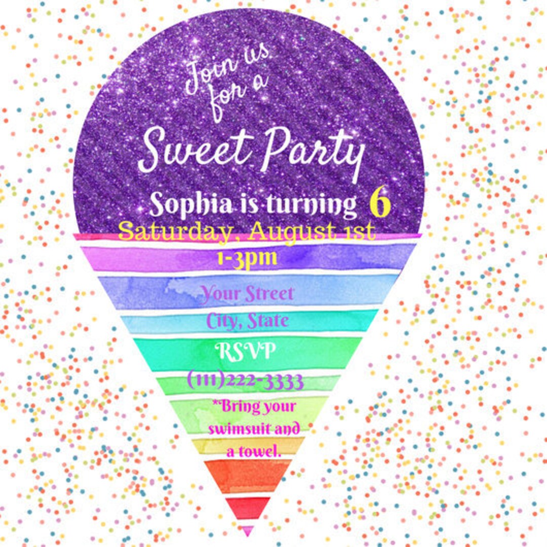 Snow Cone Party Invitation (PNG) - Etsy