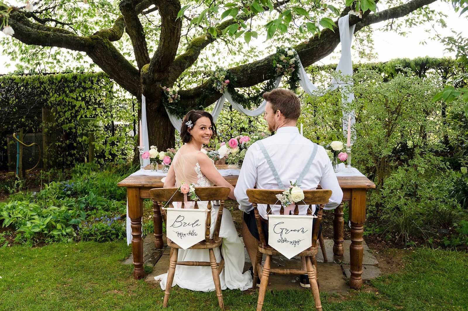 Bride and Groom Wedding Banner Flags, Wedding Chair Signs, Personalised ...