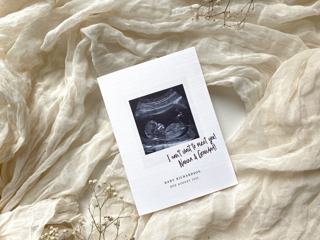 Polaroid Style Baby Pregnancy Announcement Card... Baby Scan Card ...