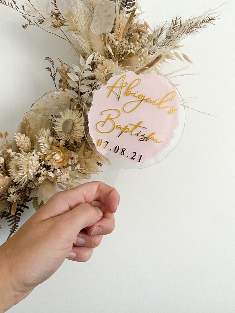 Acrylic Christening Cake Topper Calligraphy Style Baptism - Etsy UK