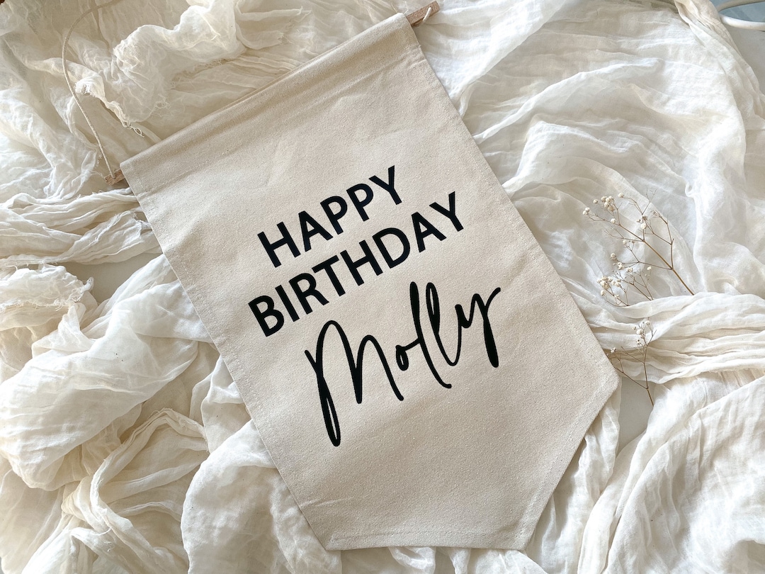 Large Happy Birthday Banner Flag, Personalised Birthday Decor, Wall ...