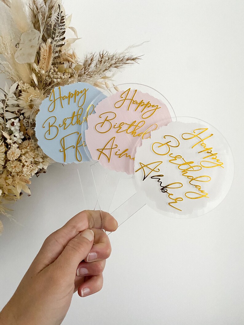 Acrylic Birthday Cake Topper With Paint Splash, Birthday Cake Topper ...
