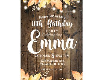 Editable Fall Birthday Invitation - Etsy