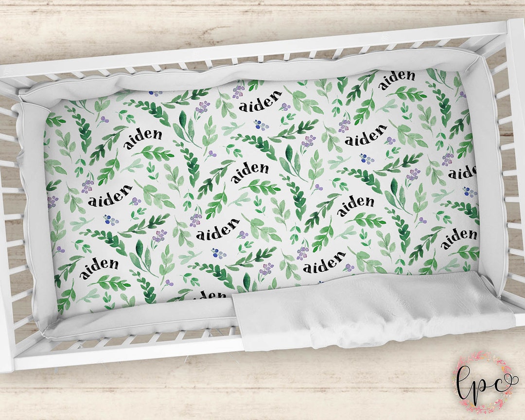 Personalized Crib Sheet - Name Pattern Crib Sheet - Personalized Baby ...