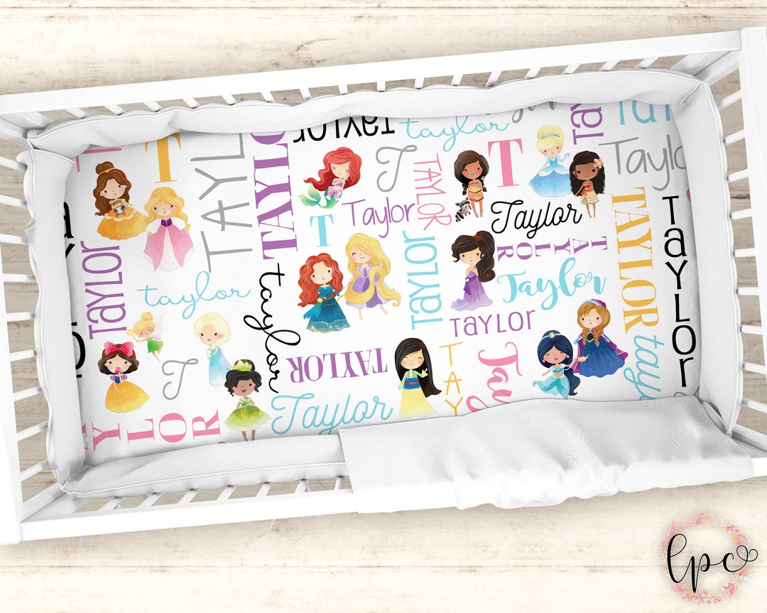 Personalized Crib Sheet - Custom Princess Crib Sheet - Princess Crib ...