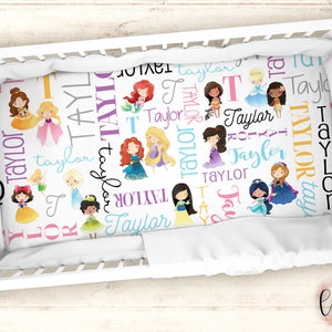 Personalized Crib Sheet - Custom Princess Crib Sheet - Princess Crib ...