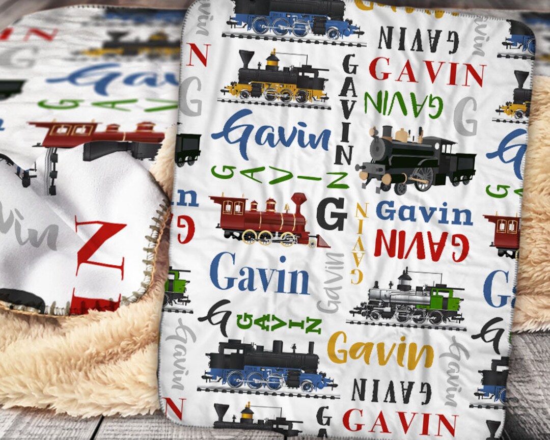 Personalized Train Blanket - Vintage Train Baby Blanket - Trains ...