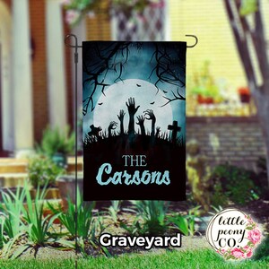 Personalized Halloween Garden Flag - Monsters of All Hallows Eve Yard ...