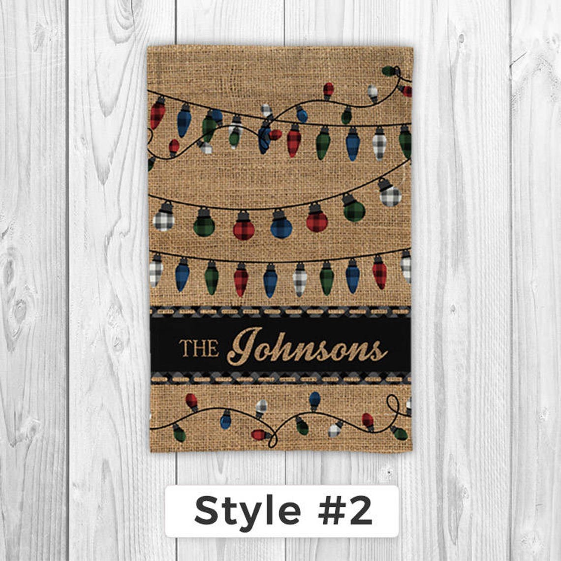 Personalized Christmas Garden House Flag Holiday Lights | Etsy