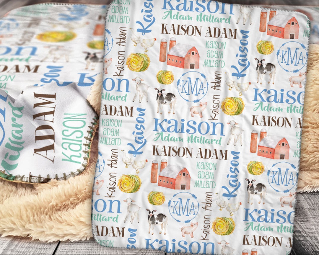 Personalized Farm Blanket - Farm Baby Blanket - Farmer Personalized ...