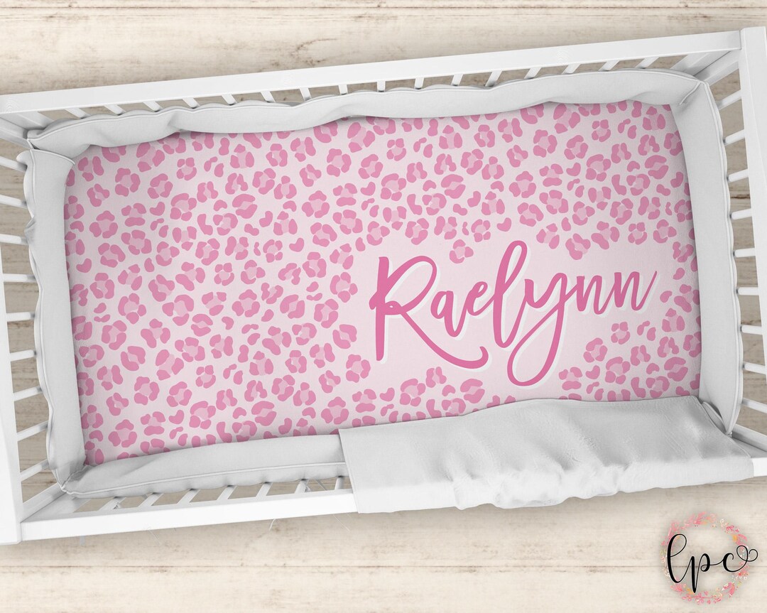 Pink Leopard Personalized Crib Sheet - Custom Leopard Print Crib Sheet ...