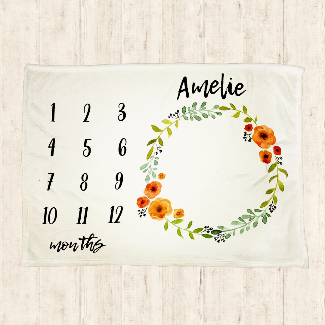 Baby Blanket Milestone Blanket - Monthly Baby Blanket - Floral Baby ...