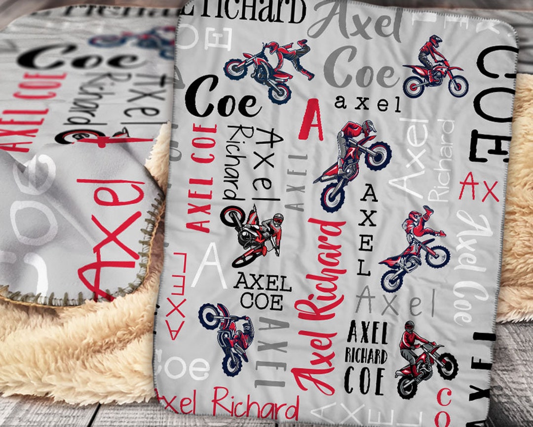 Personalized Dirt Bike Blanket - Dirt Bike Name Blanket - Dirt Bike ...