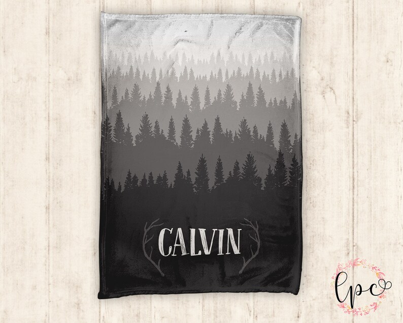 Personalized Baby Blanket - Throw Blanket - Ombre Tree Blanket - Antler ...