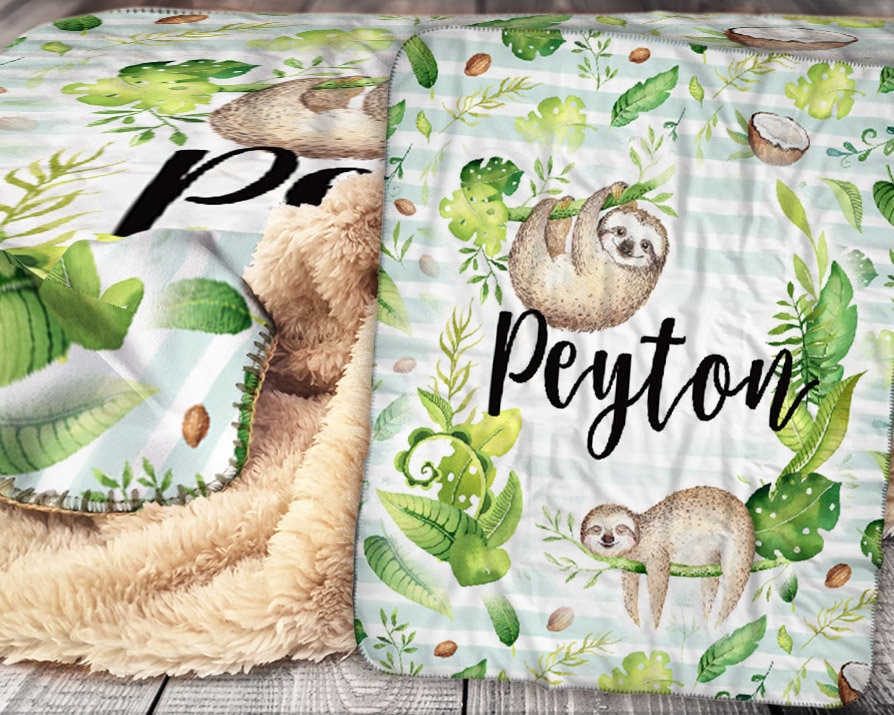 Personalized Blanket Sloth Blanket Sloth Personalized - Etsy