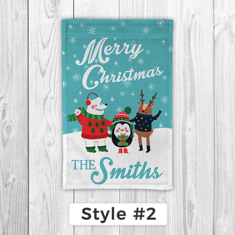 Personalized Christmas Garden House Flag Santa's Sleigh - Etsy