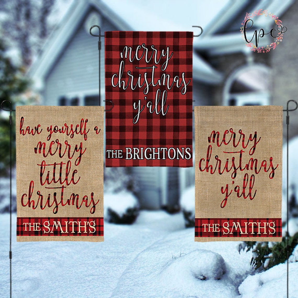 Personalized Christmas Garden House Flag Merry Christmas - Etsy