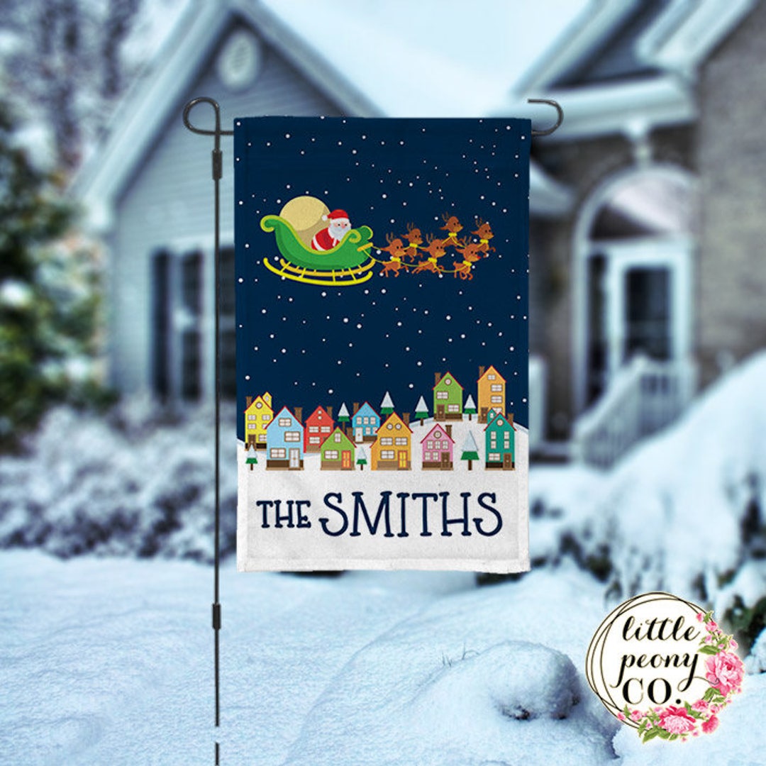 Personalized Christmas Garden Flag - Santa's Sleigh Christmas Garden ...