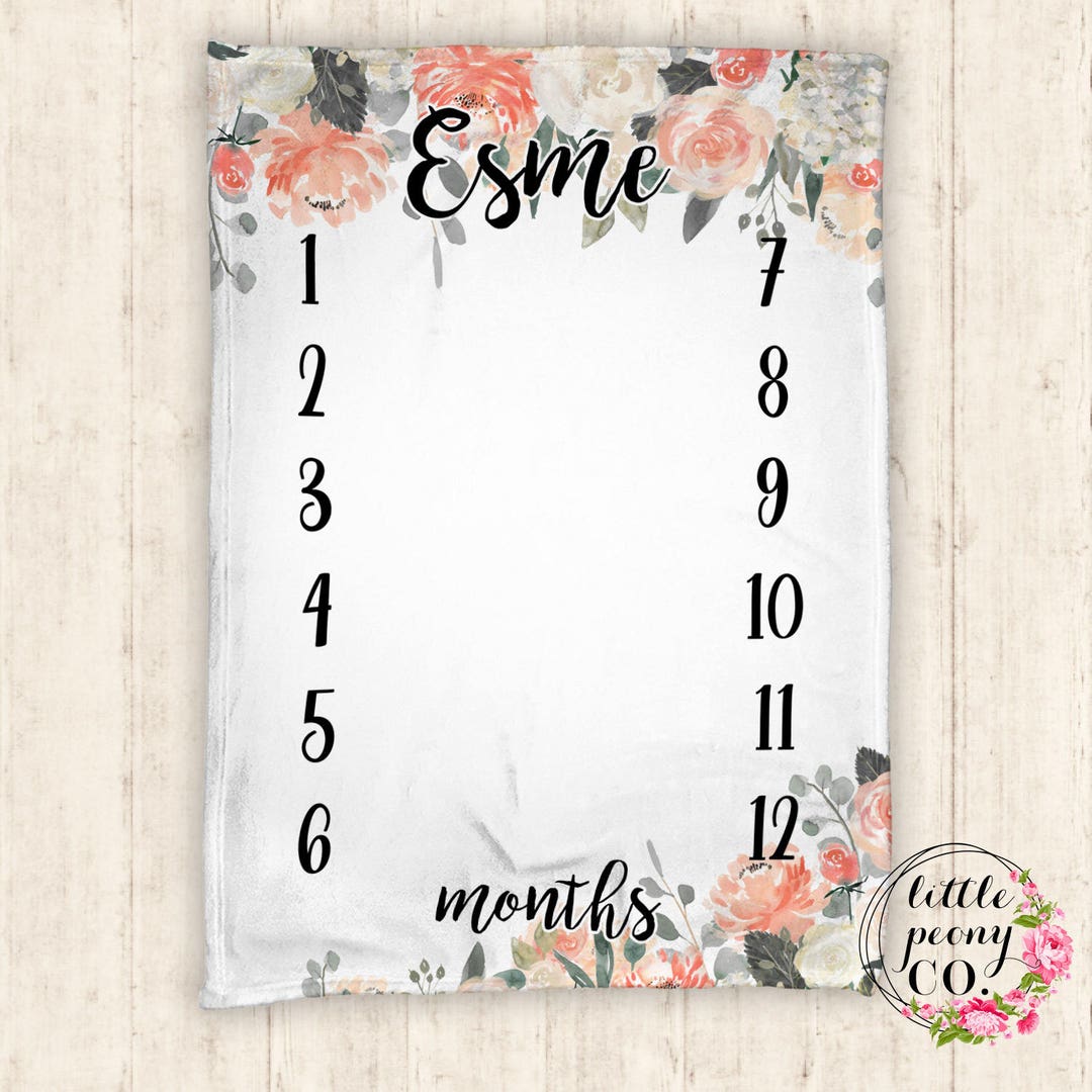 Baby Milestone Blanket - Personalized Baby Blanket - Floral Baby ...
