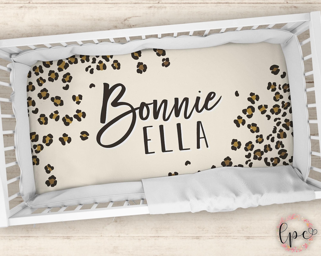 Leopard Print Personalized Crib Sheet - Custom Cheetah Print Crib Sheet ...