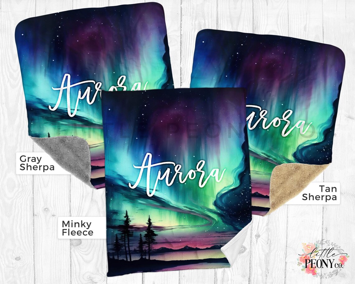 Northern Lights Baby Blanket - Aurora Baby Blanket - Personalized Baby ...