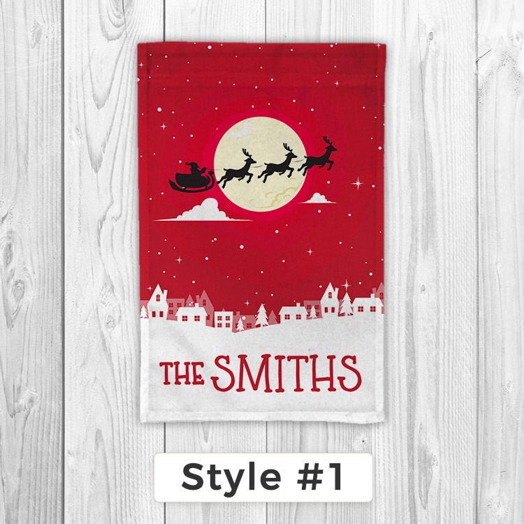 Personalized Christmas Garden House Flag Santa's Sleigh - Etsy