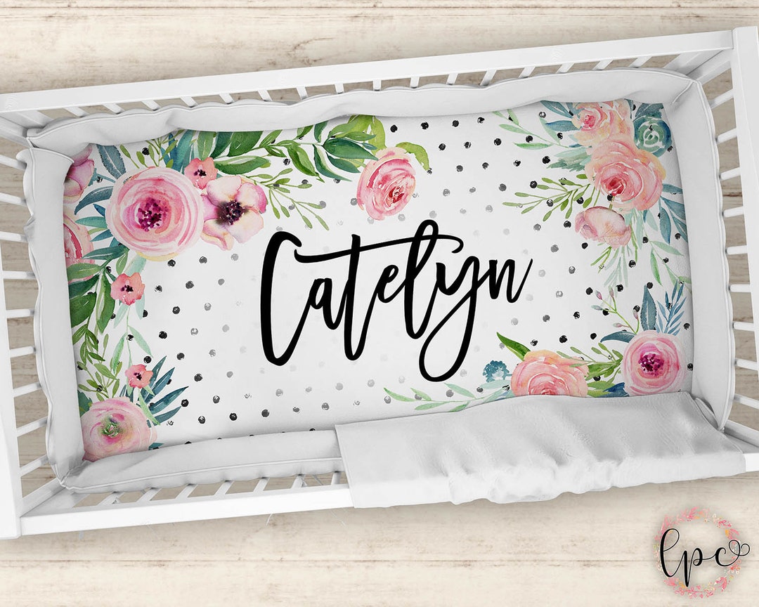 Personalized Crib Sheet - Name Pattern Crib Sheet - Personalized Baby ...