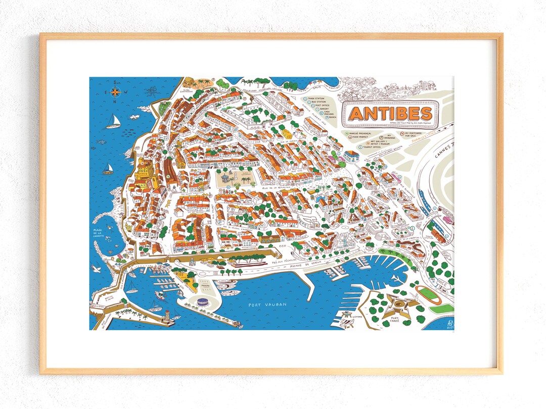 Antibes Map Poster 40x60 Cm - Etsy