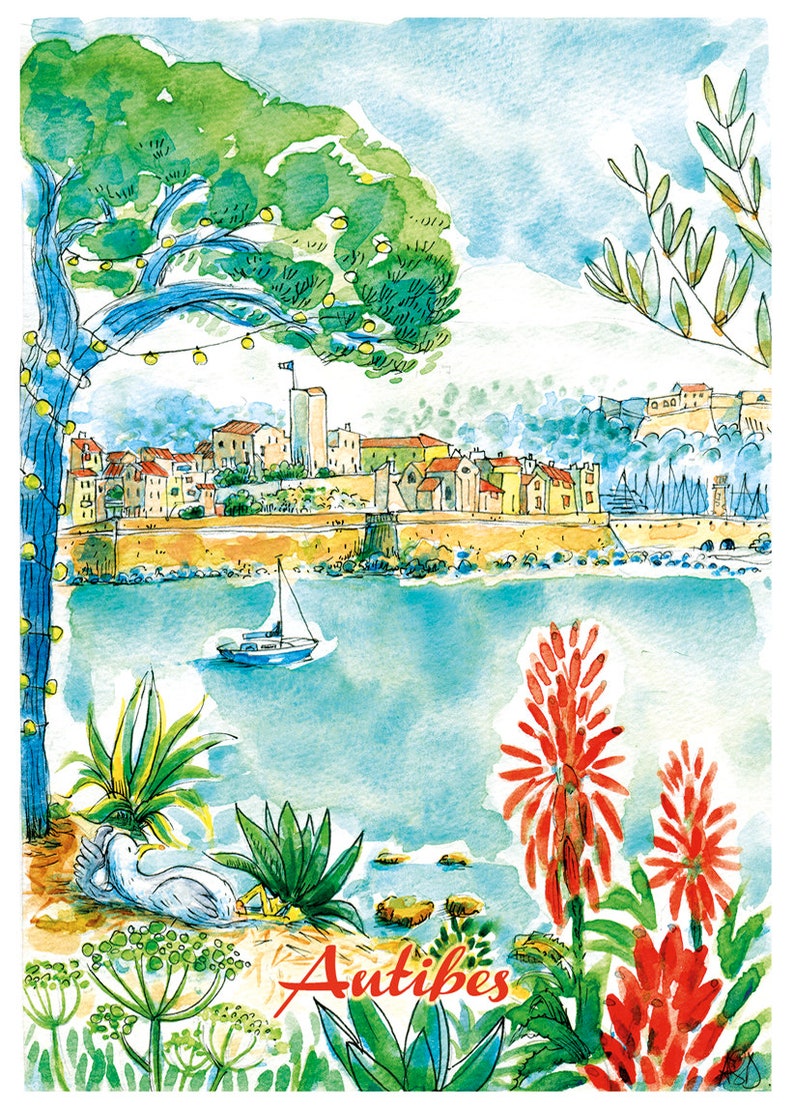 Antibes Poster Holidays Côte D'azur Remparts Antibes - Etsy