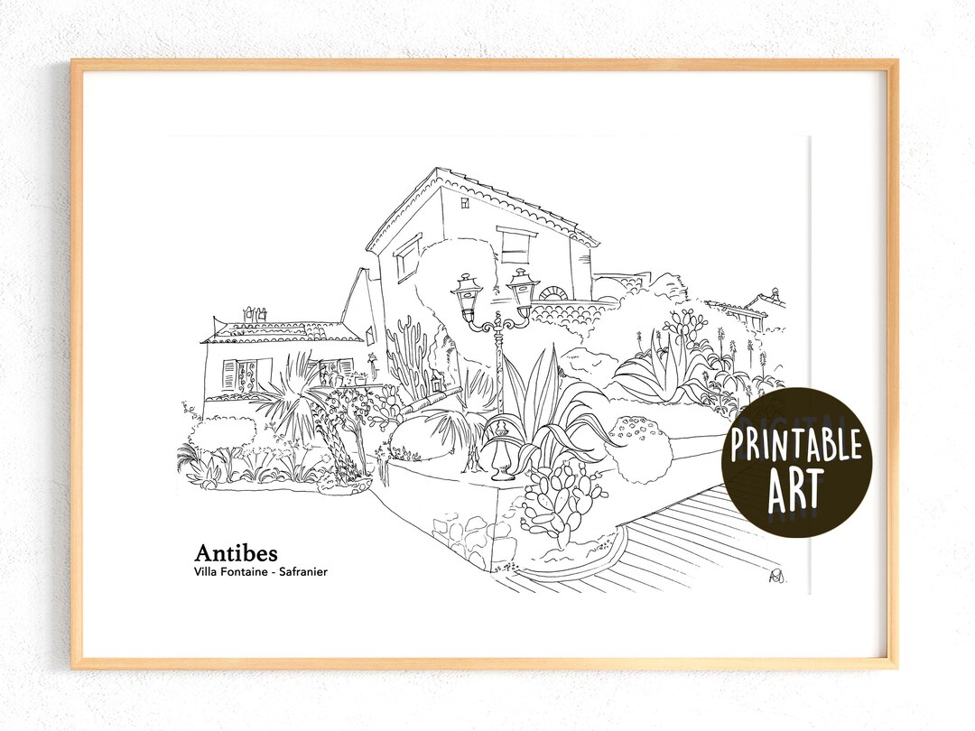 Printable Antibes Safranier Houses Coloring Drawing to - Etsy
