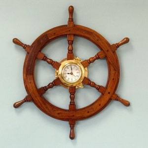 Deluxe Class Wood and Brass Ship Wheel Clock 24 - Etsy